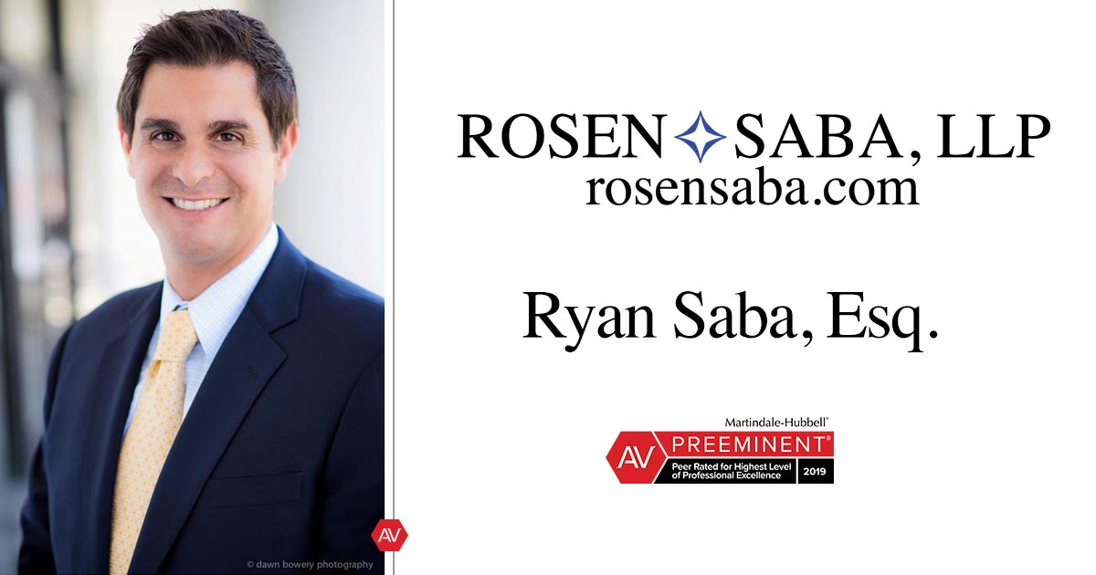 Ryan Saba, Esq. Selected as 2019 Top Rated Lawyer in Labor & Employment Law | Rosen Saba, LLP